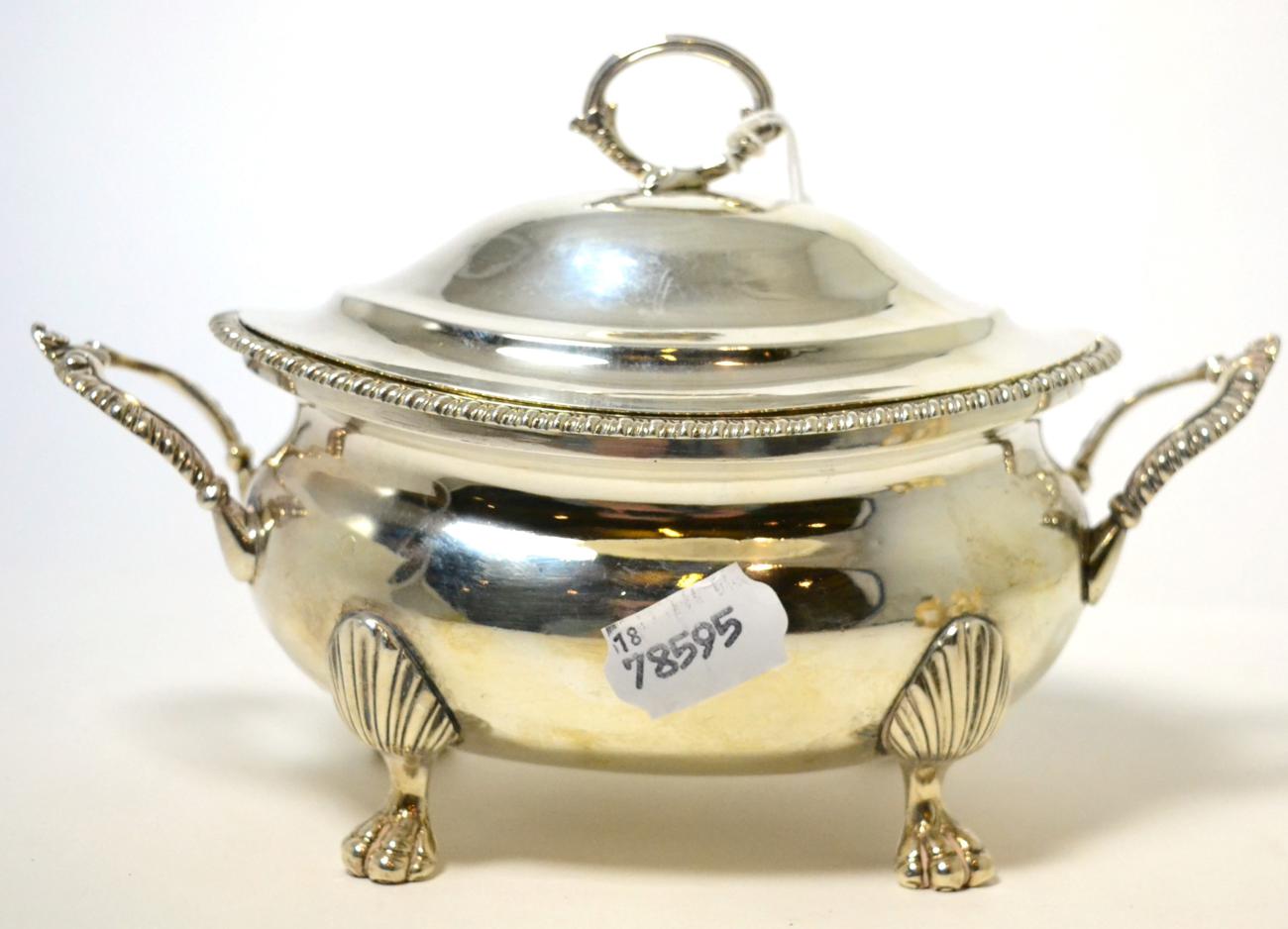 Lot 421 - A George III silver sauce tureen and cover,