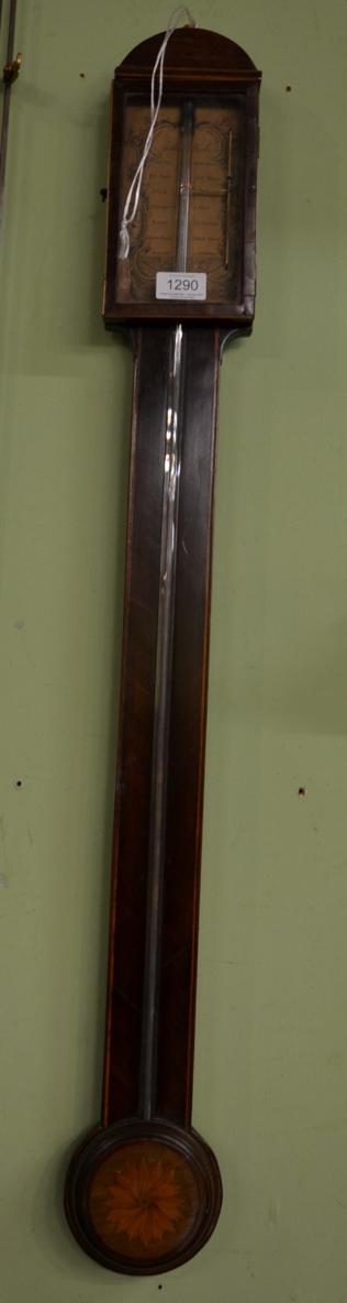 Lot 1290 - A mahogany stick barometer, circa 1810,