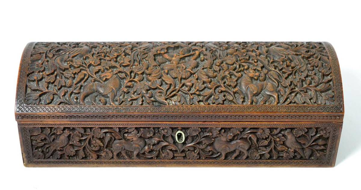 Lot 324 - An Indian Carved Sandalwood Casket, 19th
