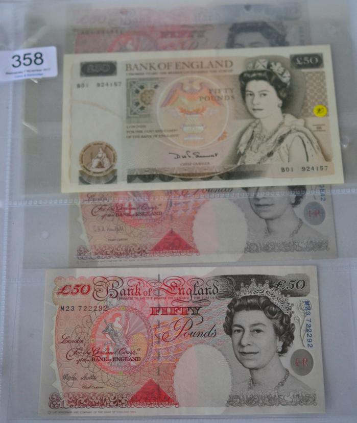 Lot 358 - Bank of England, 4 x £50 Notes comprising: