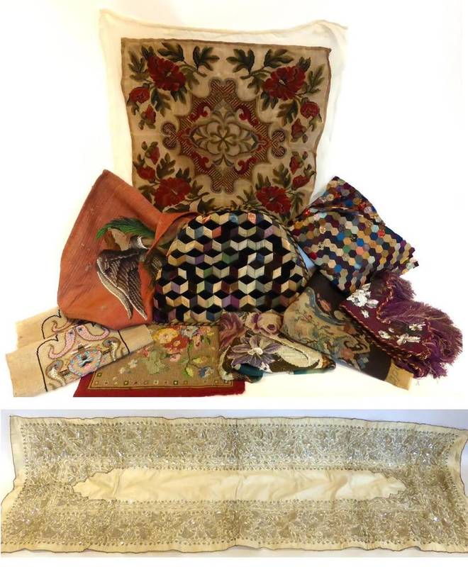 Lot 2016 - Assorted Textiles including wool and bead