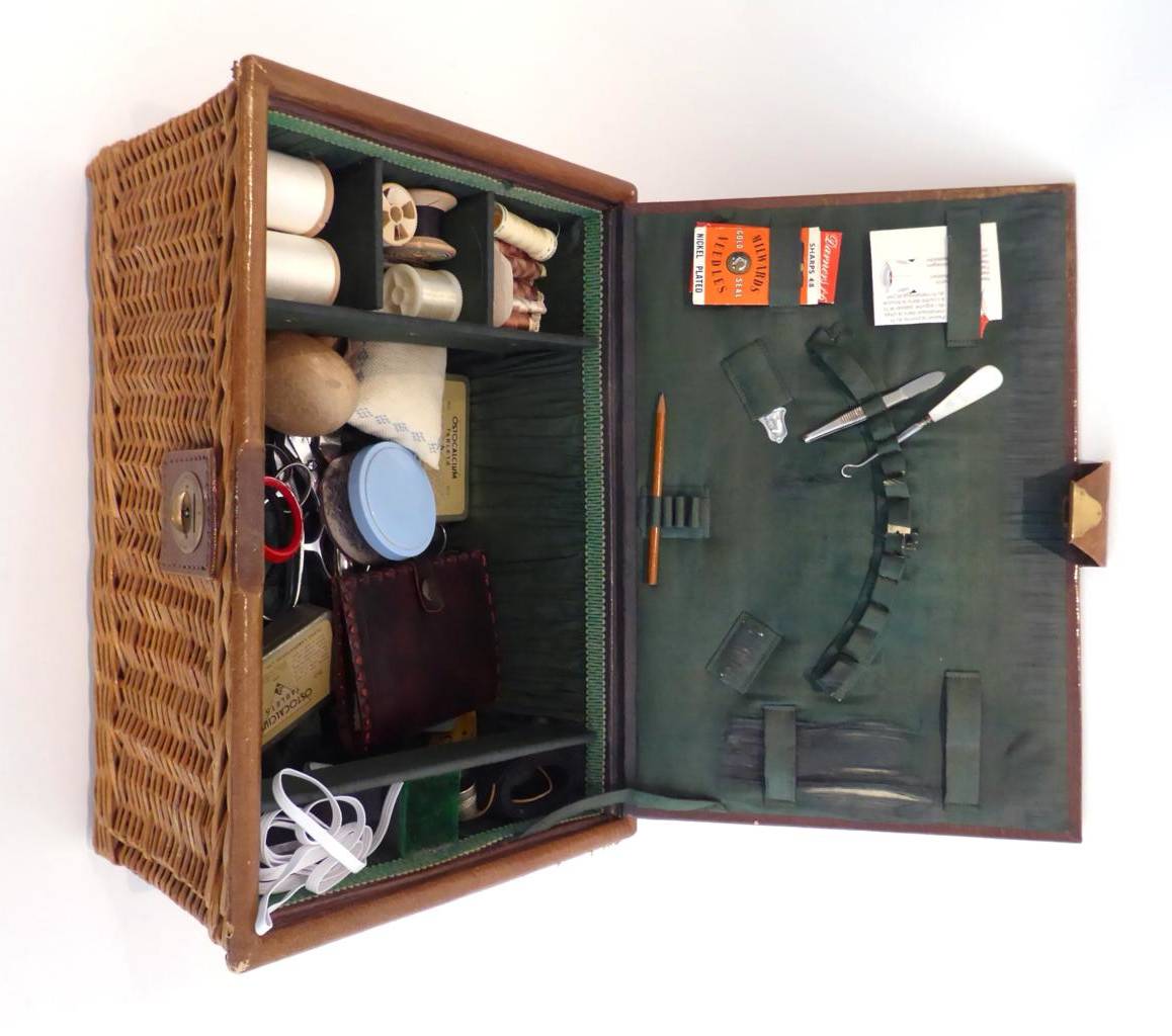 Lot 2068 - An Edwardian Wicker Sewing Box, with hinged