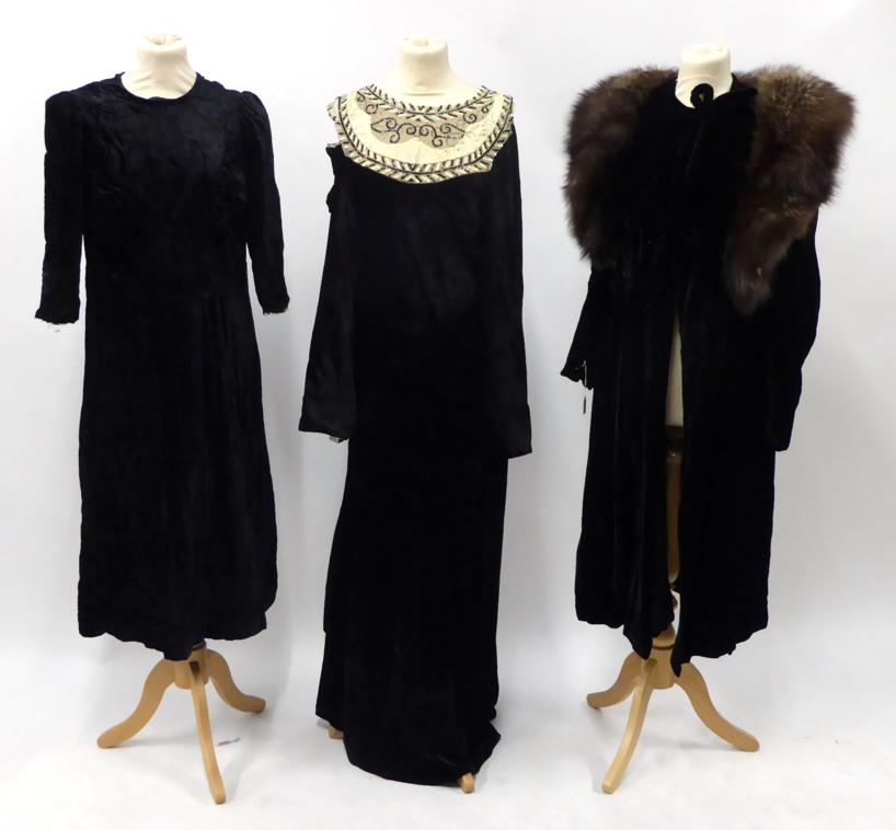 Lot 2115 - 1920s Black Velvet Coat, by Browns of