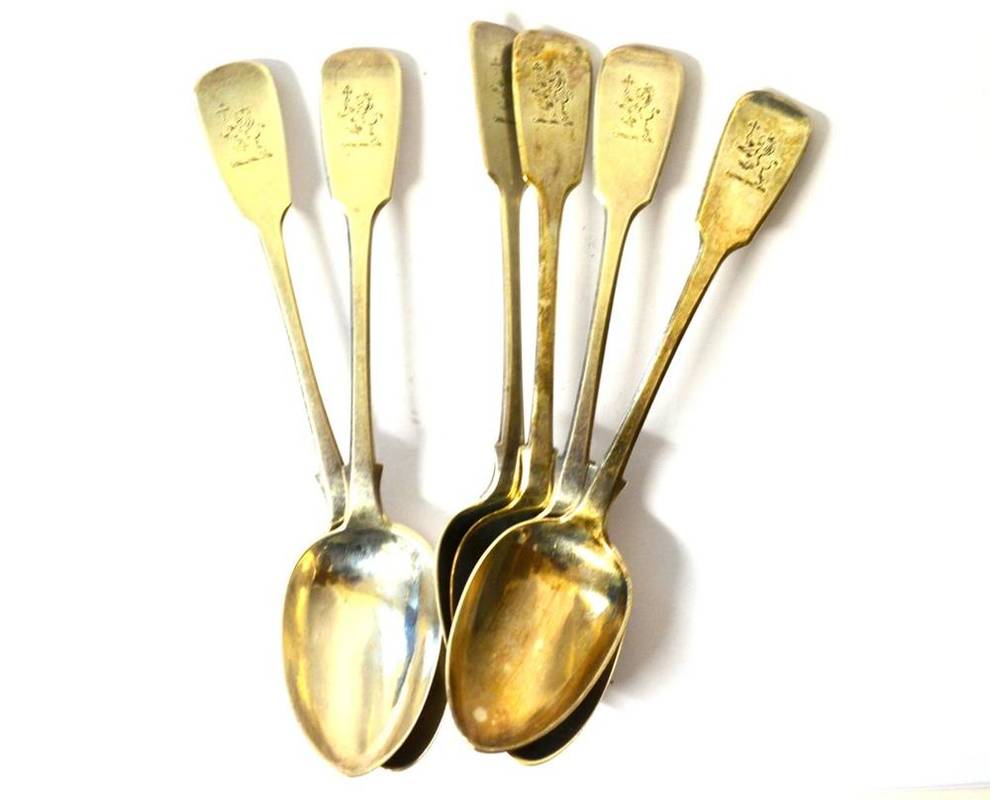 Lot 1262 - Six Victorian Irish Silver Dessert Spoons,