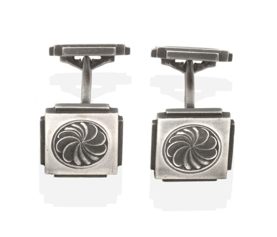 Lot 2033 - A Pair of Georg Jensen Double Cufflinks,