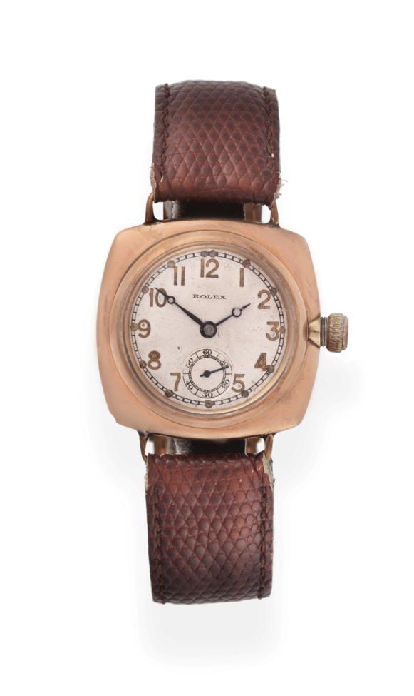 Lot 2183 - A 9ct Gold Cushion Shaped Wristwatch,