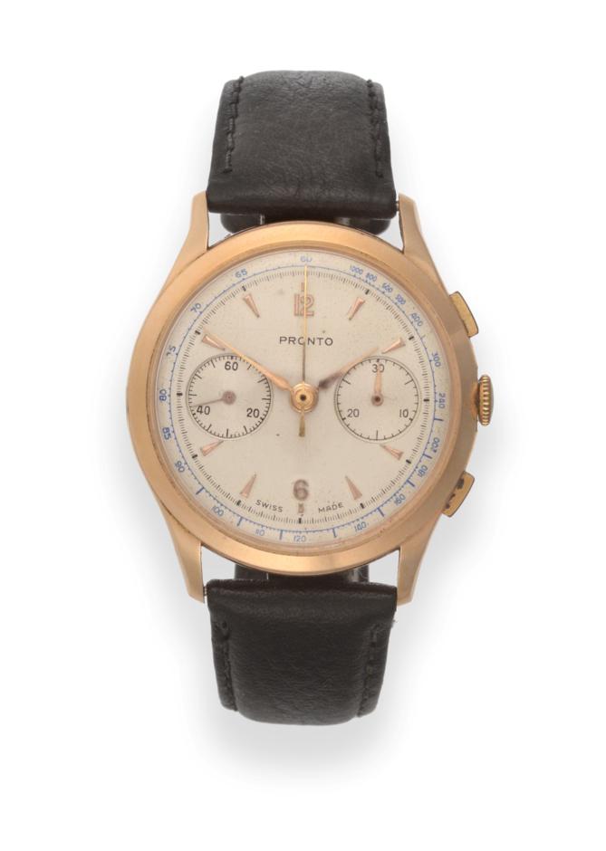 Lot 2191 - An 18ct Gold Chronograph Wristwatch, signed