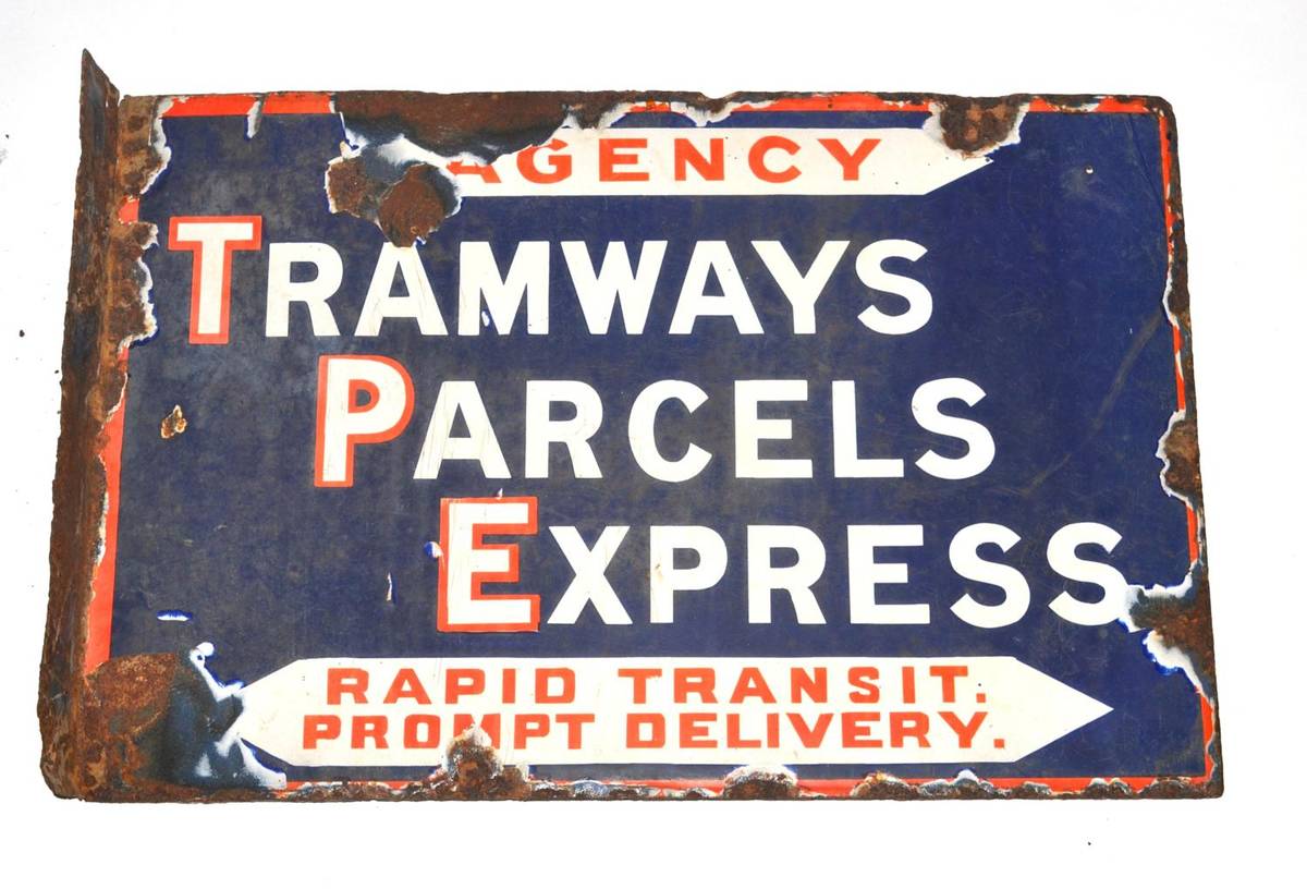 Lot 2011 - A Blue Enamel Double-Sided Advertising Sign,