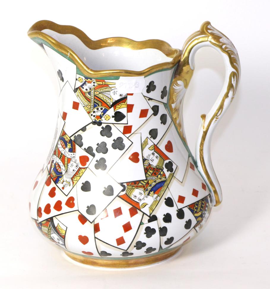 Lot 359 - A 19th century porcelain jug printed and