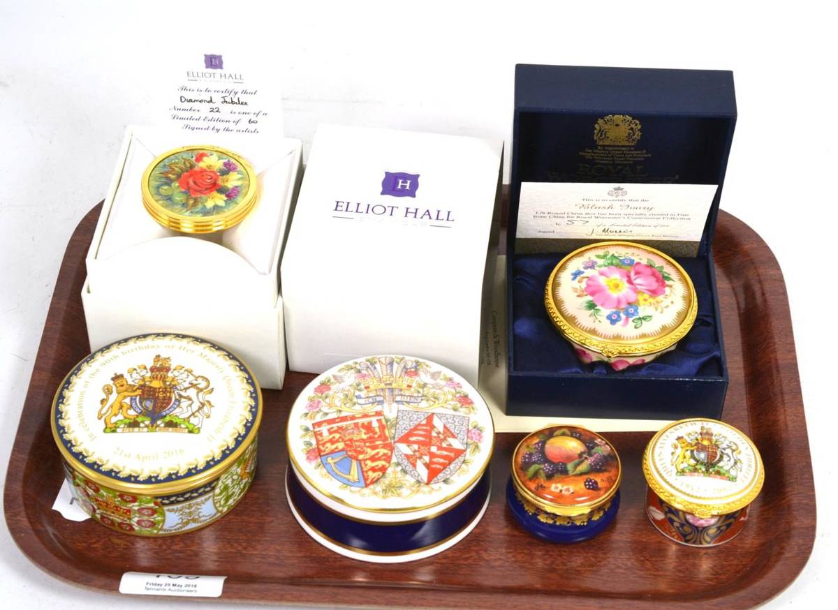 Lot 109 - Four enamel trinket boxes including two by
