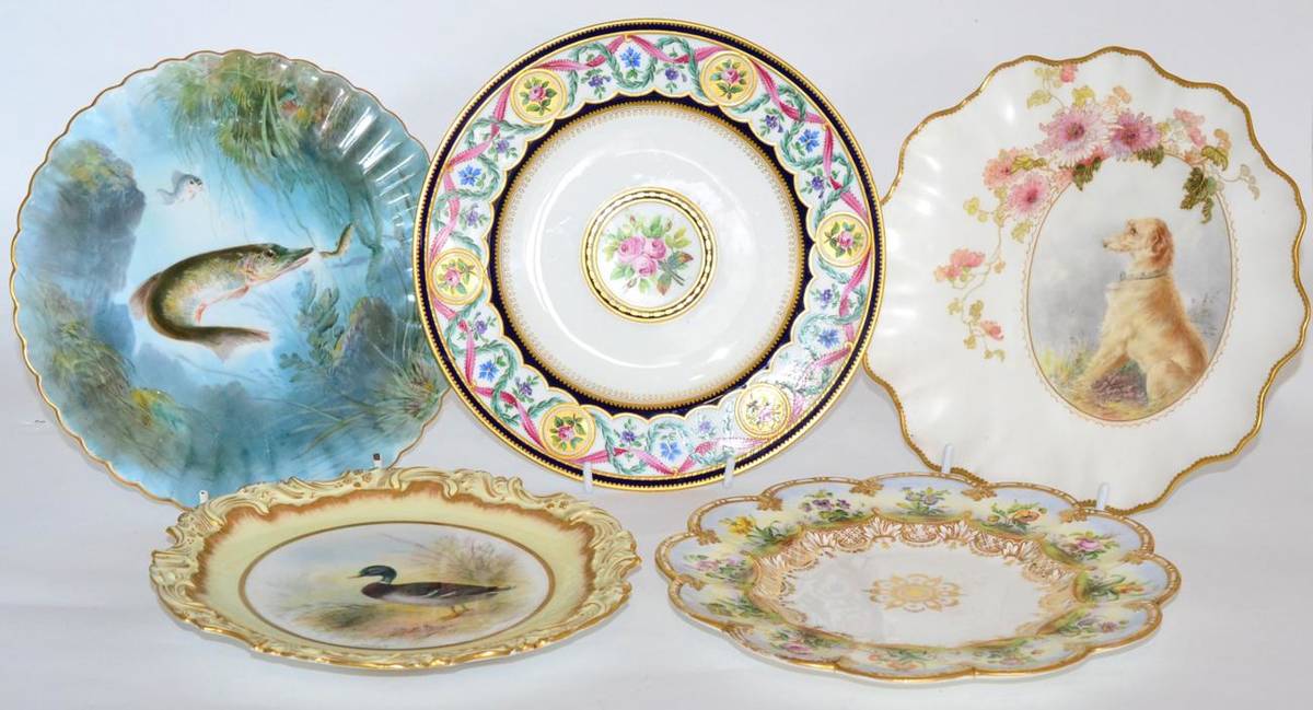 Lot 23 - A collection of five hand painted plates,