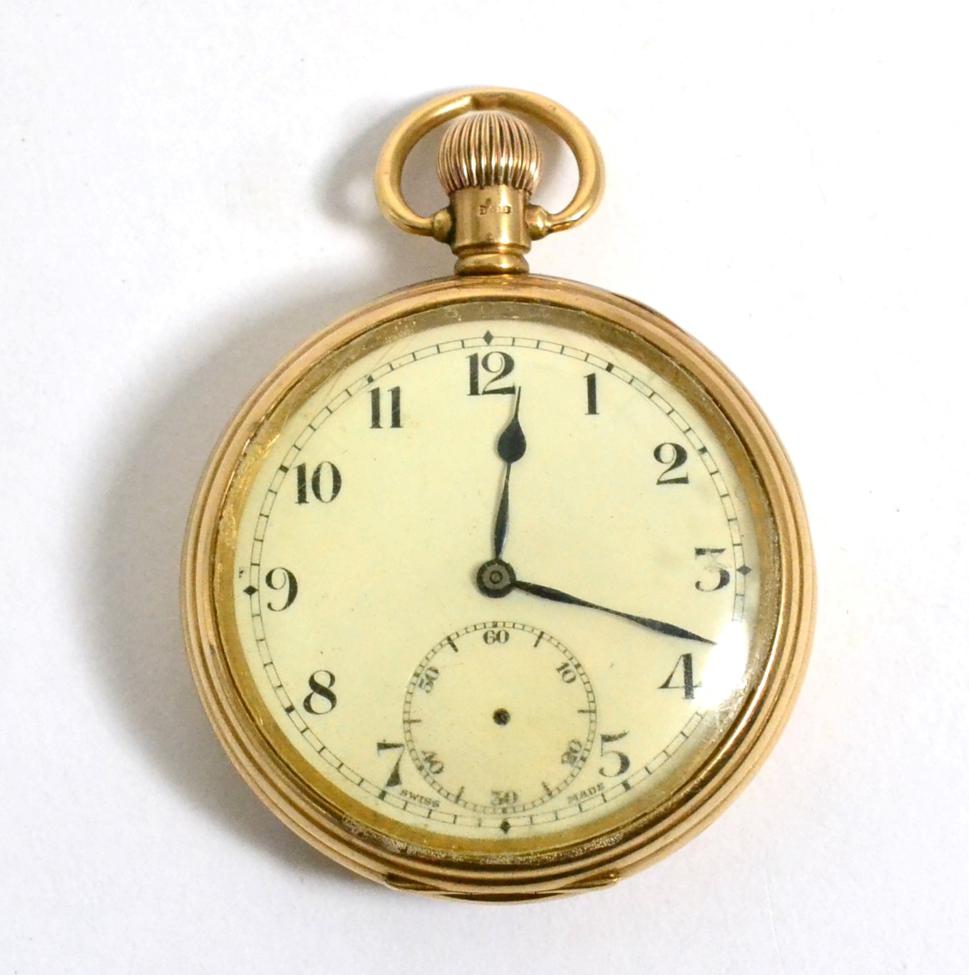 Lot 61 - A 9ct gold open faced pocket watch