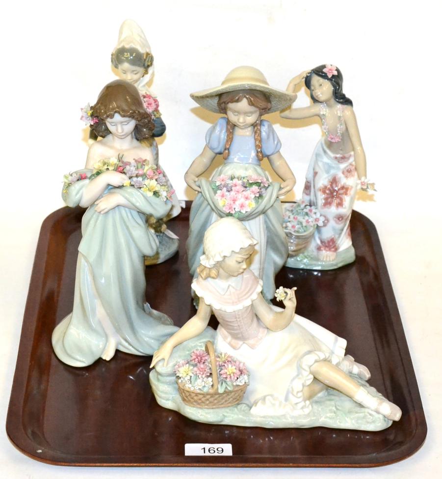 Lot 169 - Five Lladro figures including Petals of Love