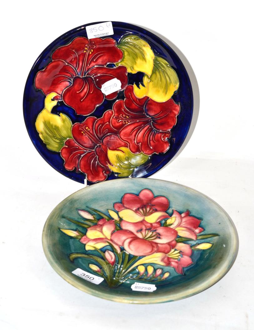 Lot 350 - Moorcroft Hibiscus pattern plate and another