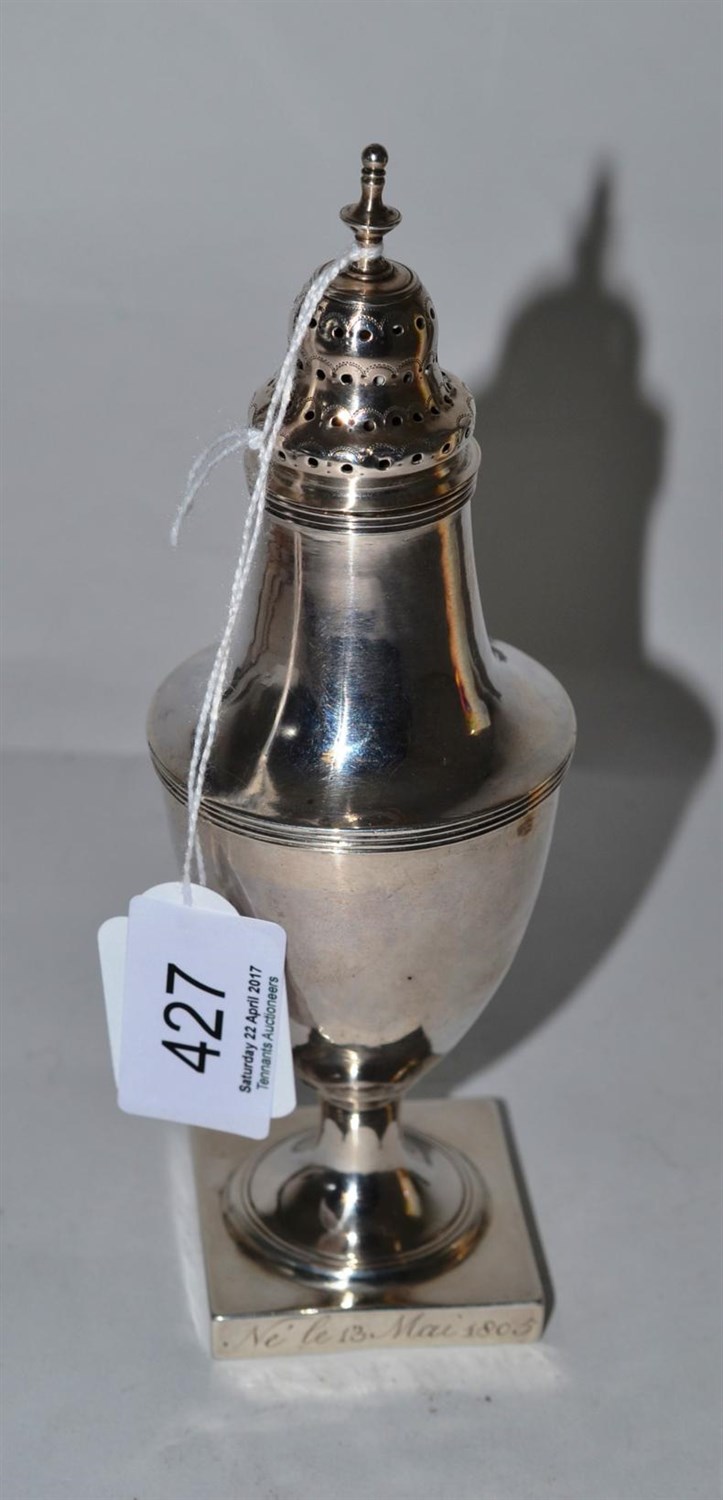 Lot 427 - Silver caster, London 1804, by Peter, Ann