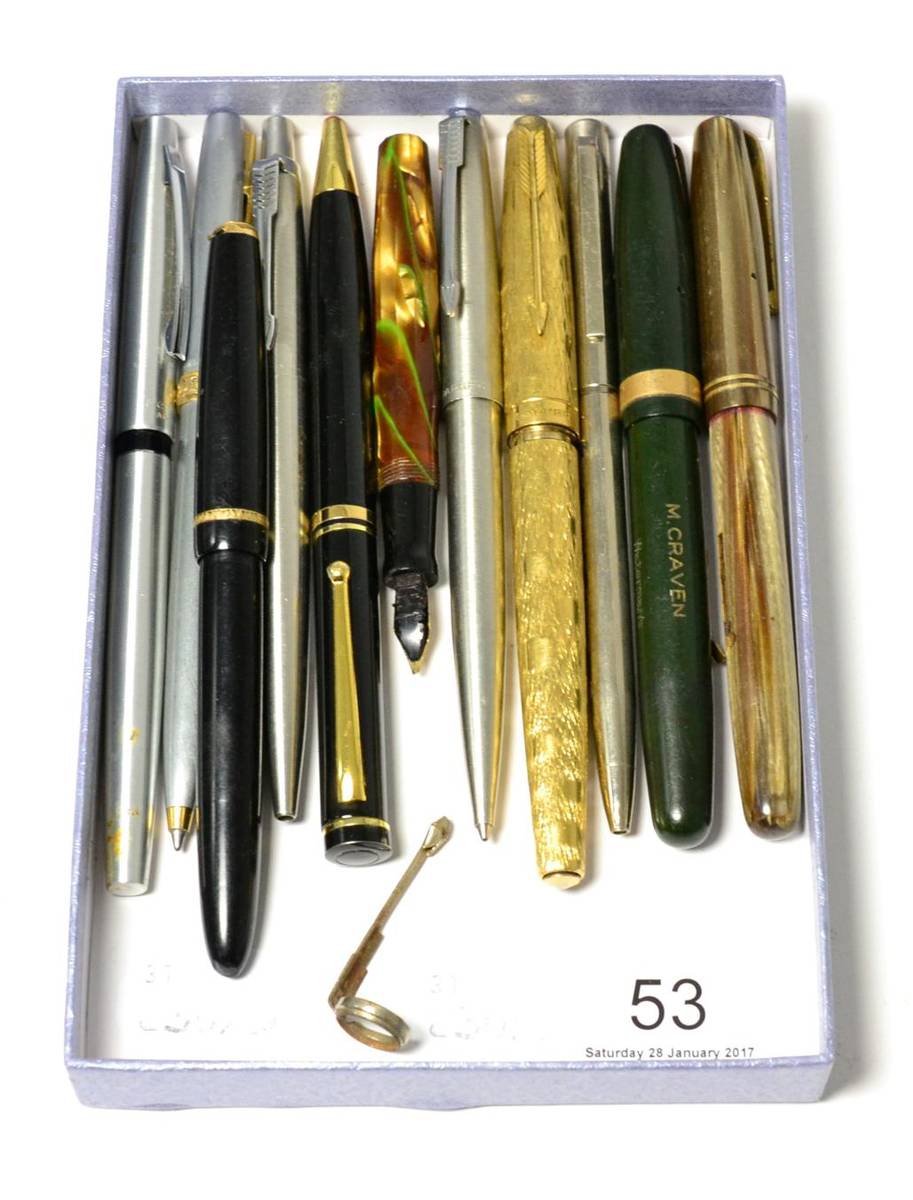 Lot 53 - A small group of pens including Waterman's