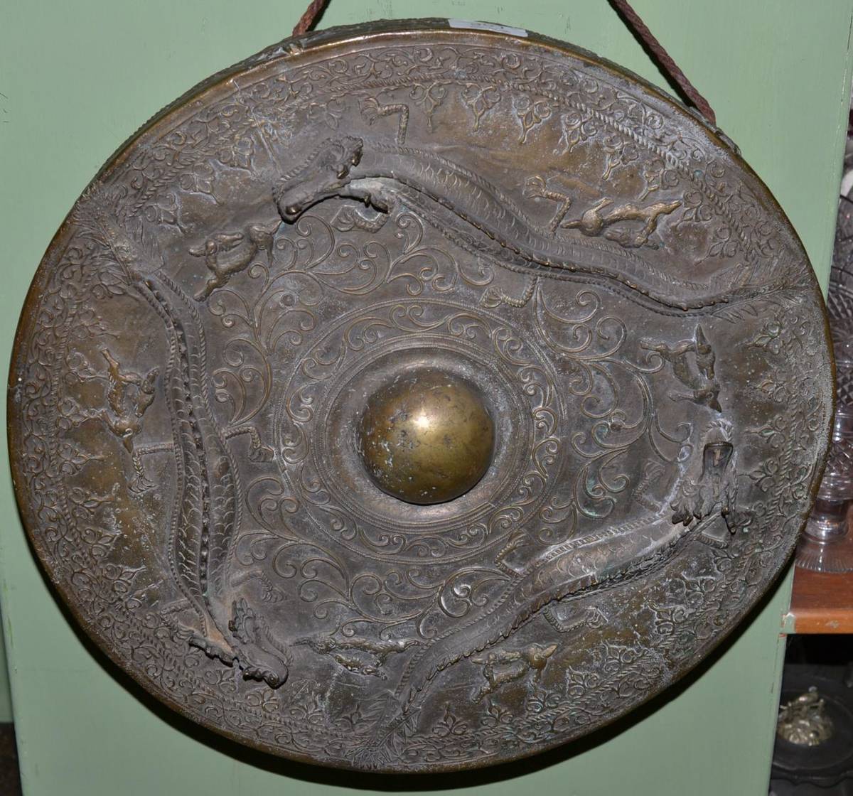 Lot 351 - A 19th century gong decorated with trailing
