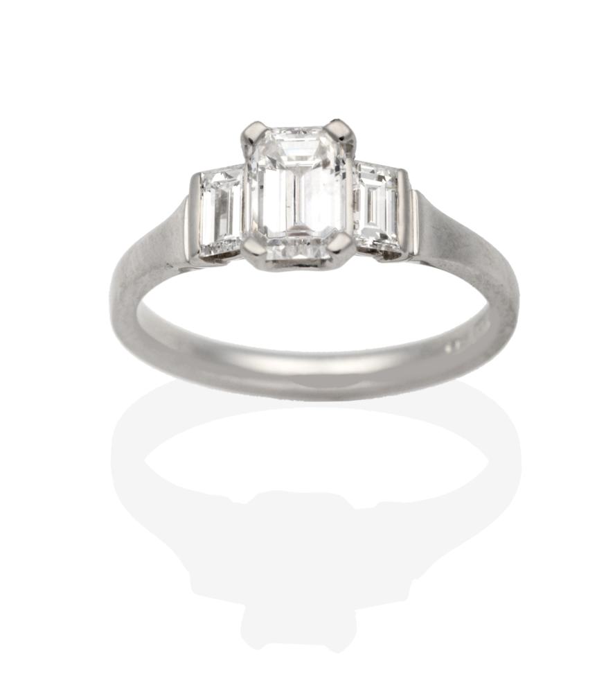 Lot 278 - A Platinum Three Stone Diamond Ring, an