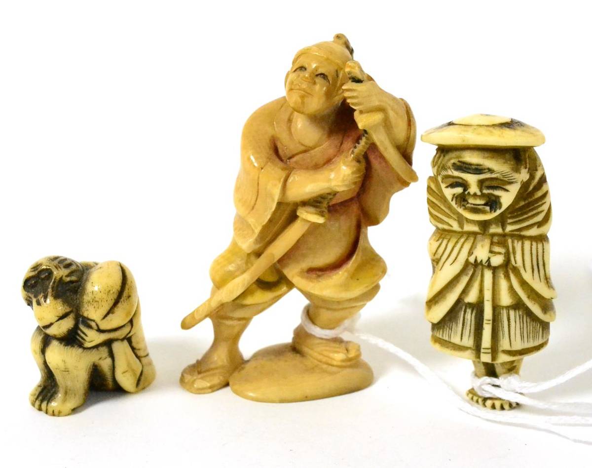 Lot 323 - A Japanese stag antler netsuke, 19th century,