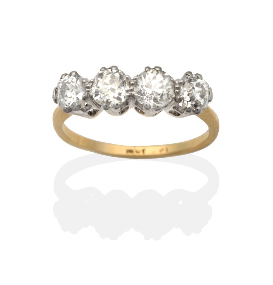 Lot 215 - A Diamond Four Stone Ring, four old cut