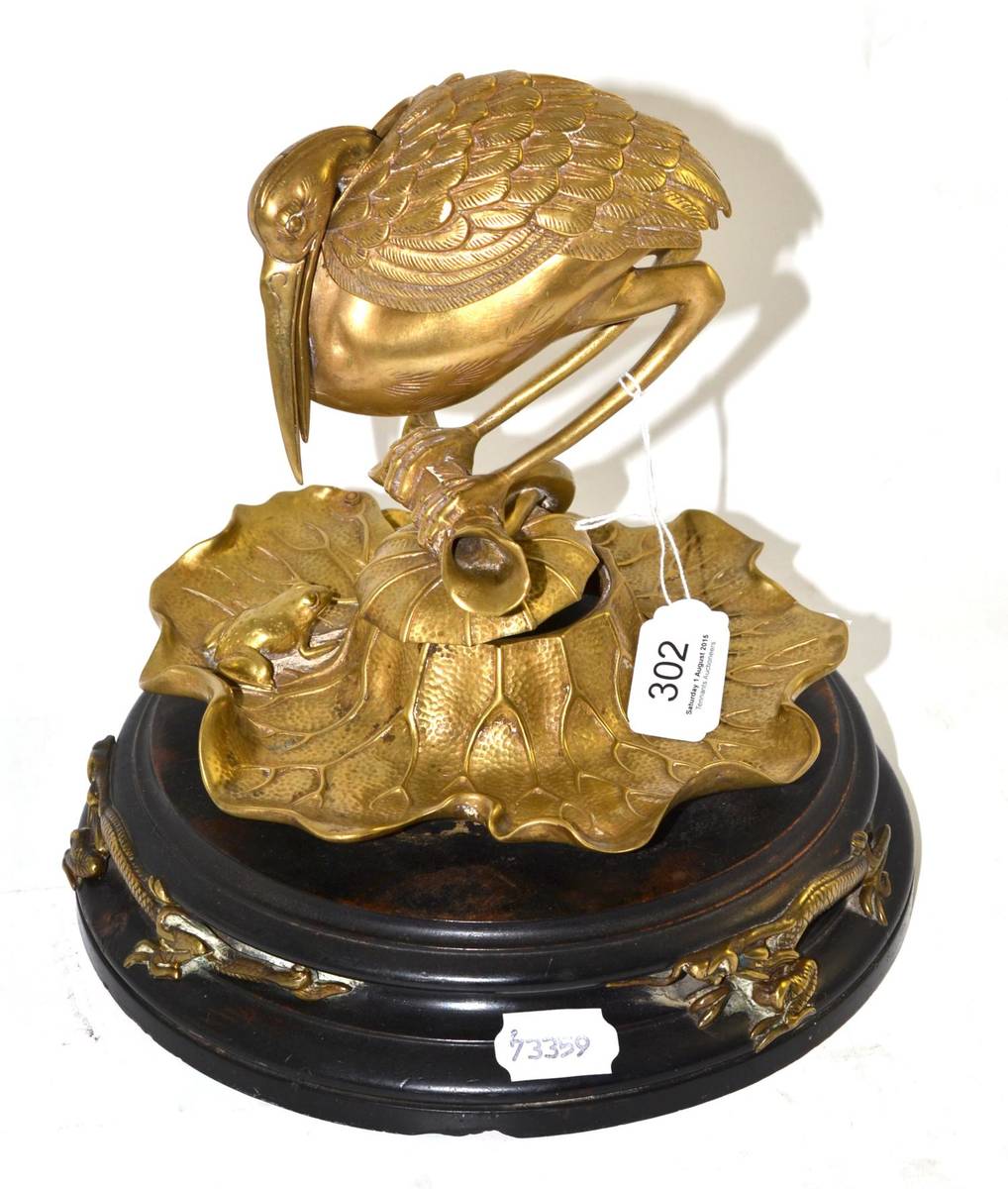 Lot 302 - A Japanese gilt bronzed inkwell desk