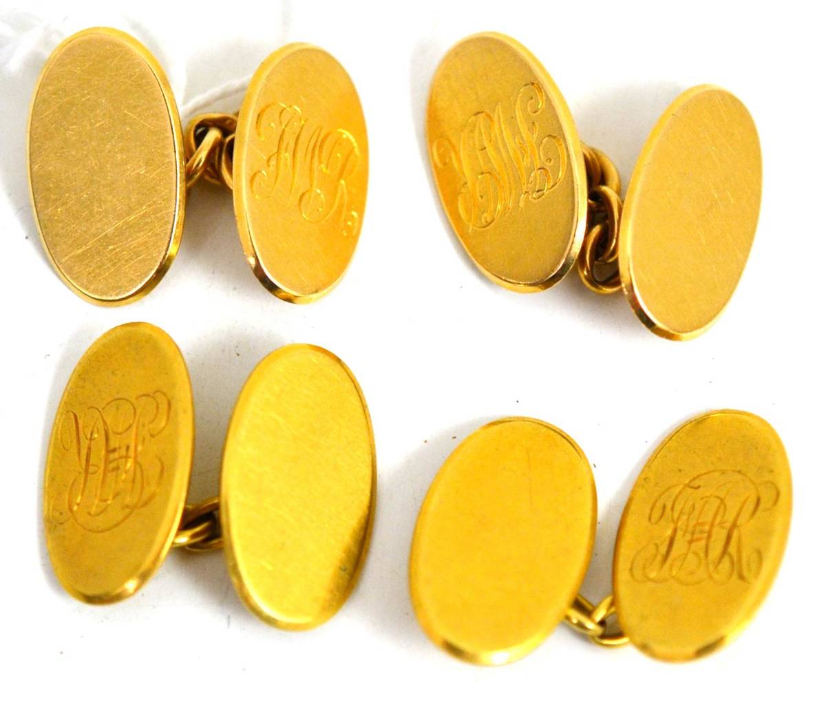 Lot 354 - Two pairs of 18ct gold cufflinks