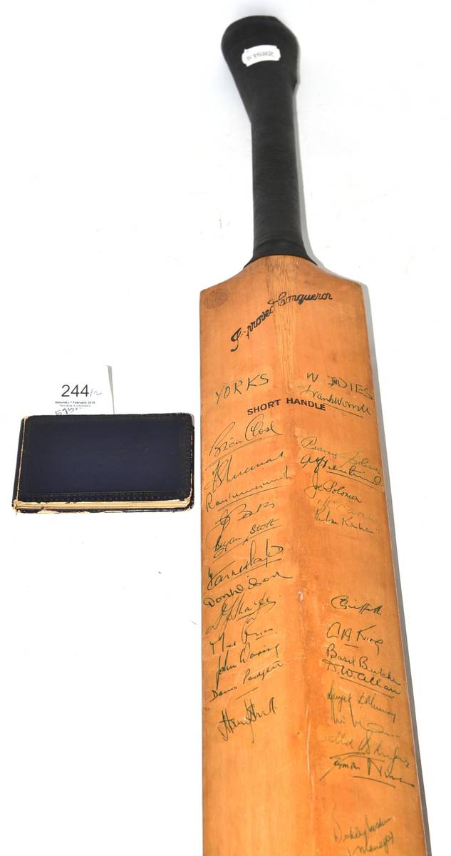Lot 244 - A signed Record cricket bat, with 1962