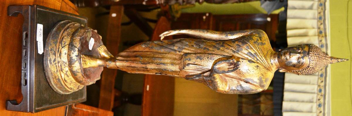 Lot 426 - # Gilt metal model of a Buddha standing