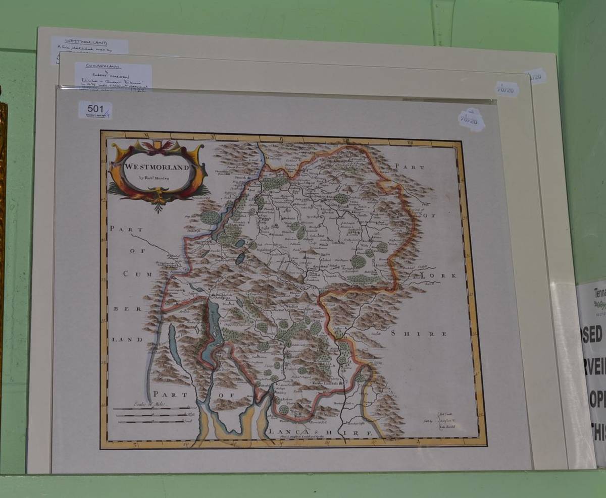 Lot 501 - Morden -Two early hand coloured maps of