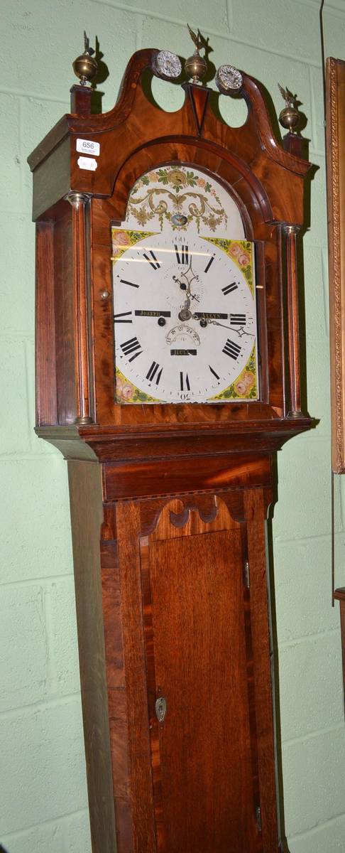 Lot 656 - 19th century oak longcase clock with painted