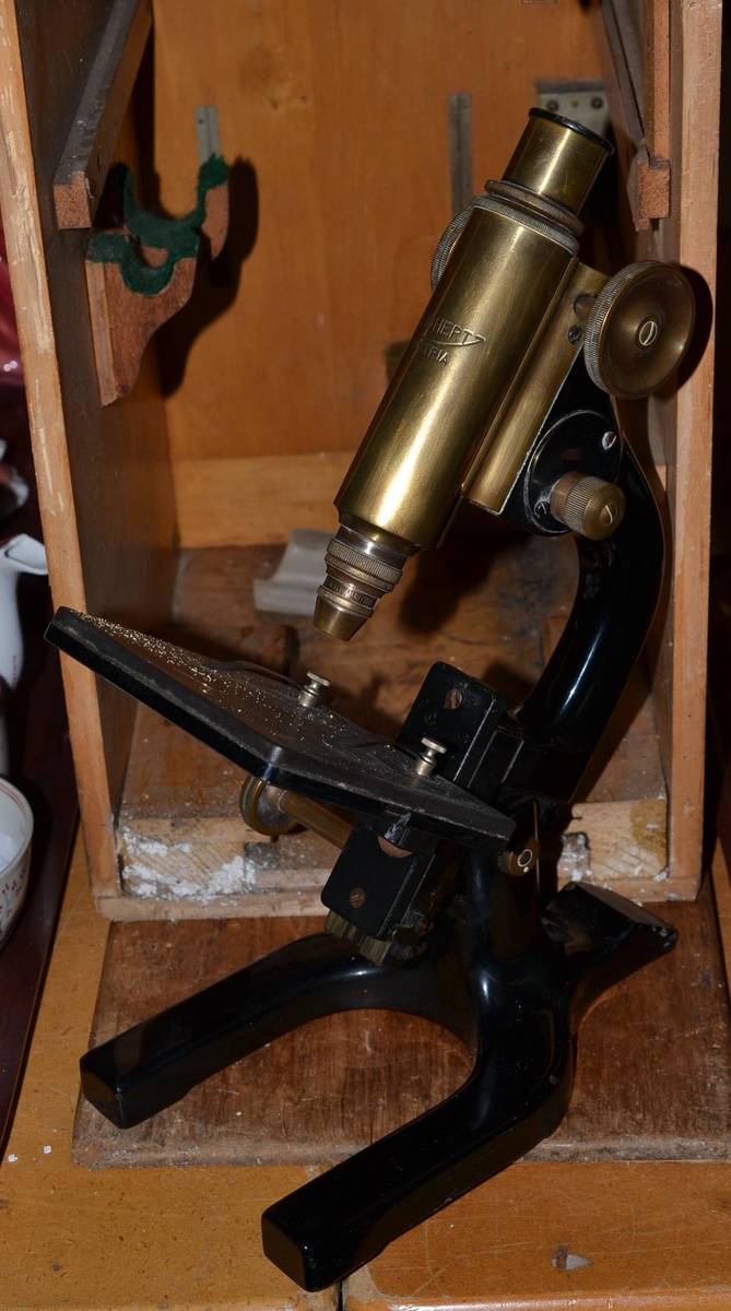 Lot 191 - Reichert monocular microscope (cased)