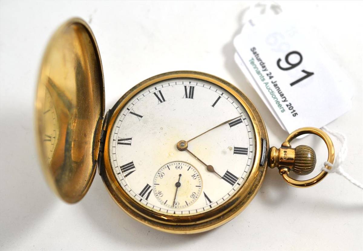 Lot 91 - A 9ct gold full hunter pocket watch