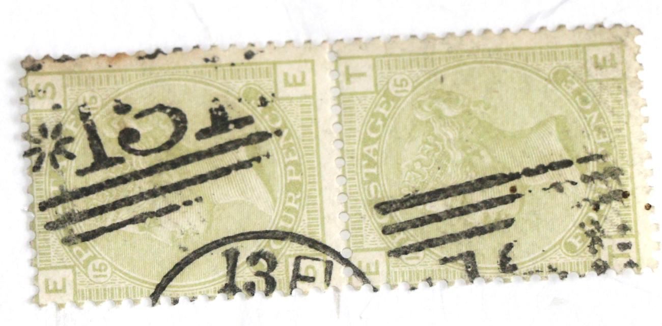 Lot 736 - Great Britain. 1877 4d Sage-green ST/TE,