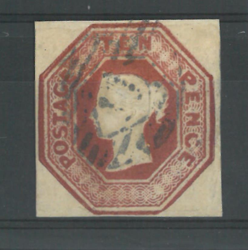 Lot 350 - Great Britain. 1848 10d embossed. Cut square,