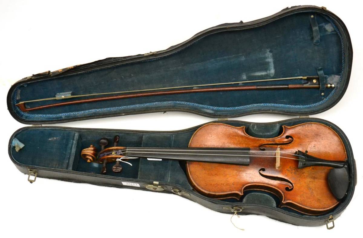 Lot 2011 - Violin 14 1/4"; two piece back, ebony