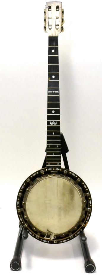 Lot 2124 - Banjo five string, stamped on neck 'Femlett,