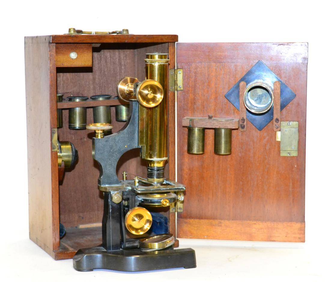 Lot 2230 - Microscope brass with black lacquered