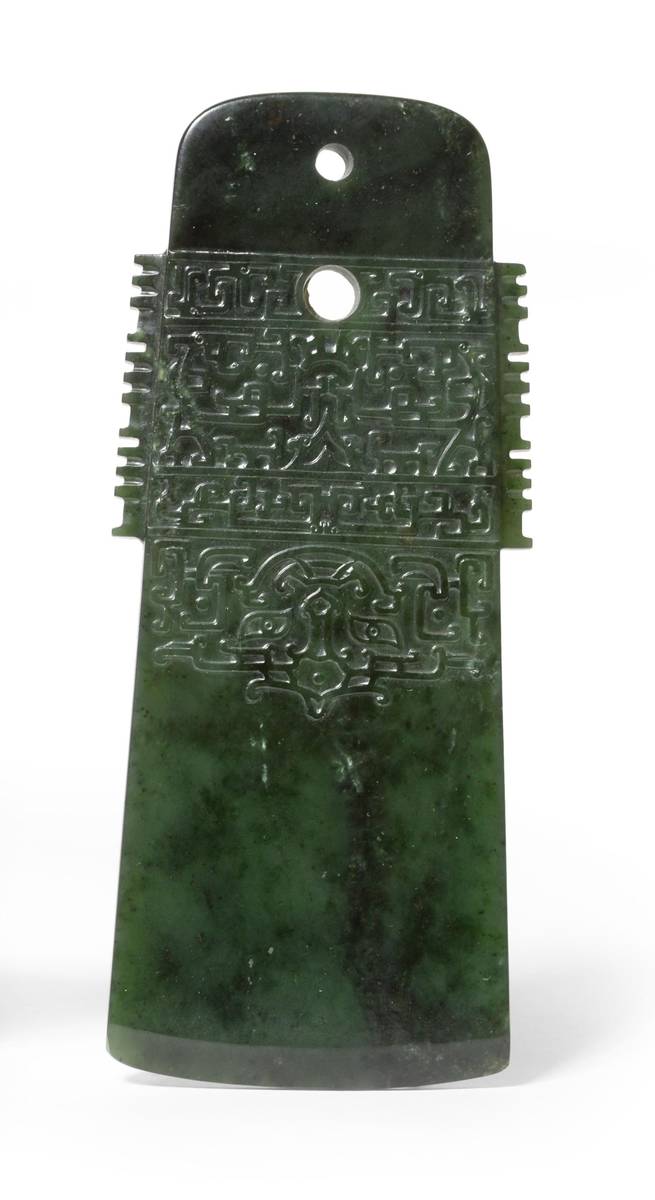 Lot 61 - A Spinach Green Jade Axe Head, of archaic