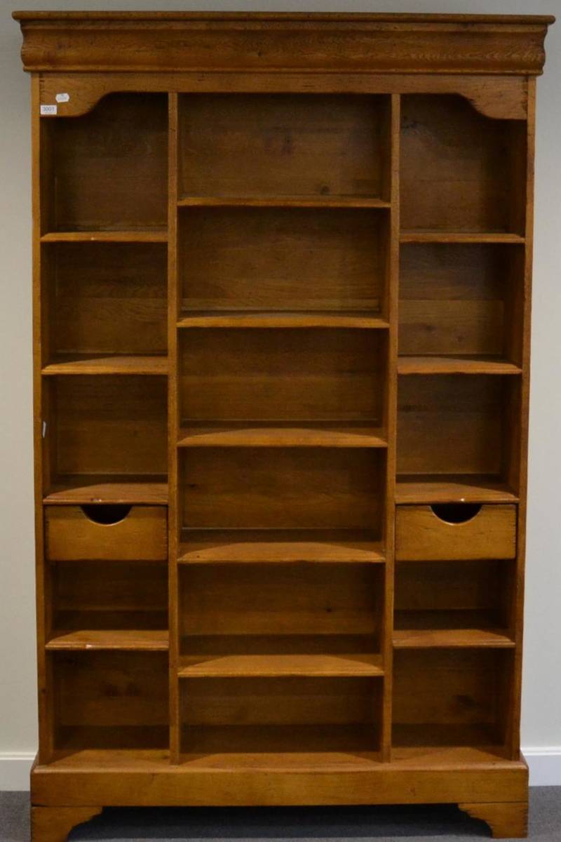 Lot 3001 - A Reproduction Oak Bookcase, the plain