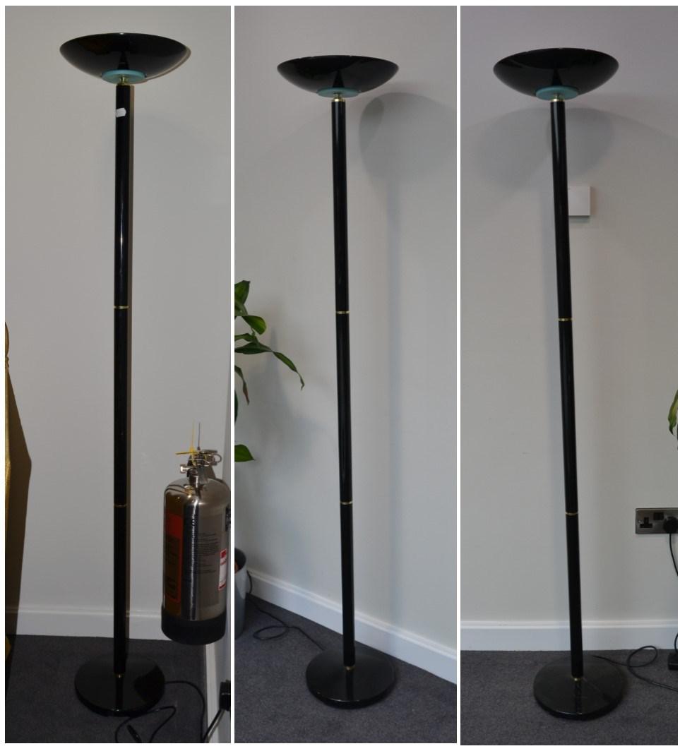 Lot 1085 - Three Modern Black Metal Painted Chrome