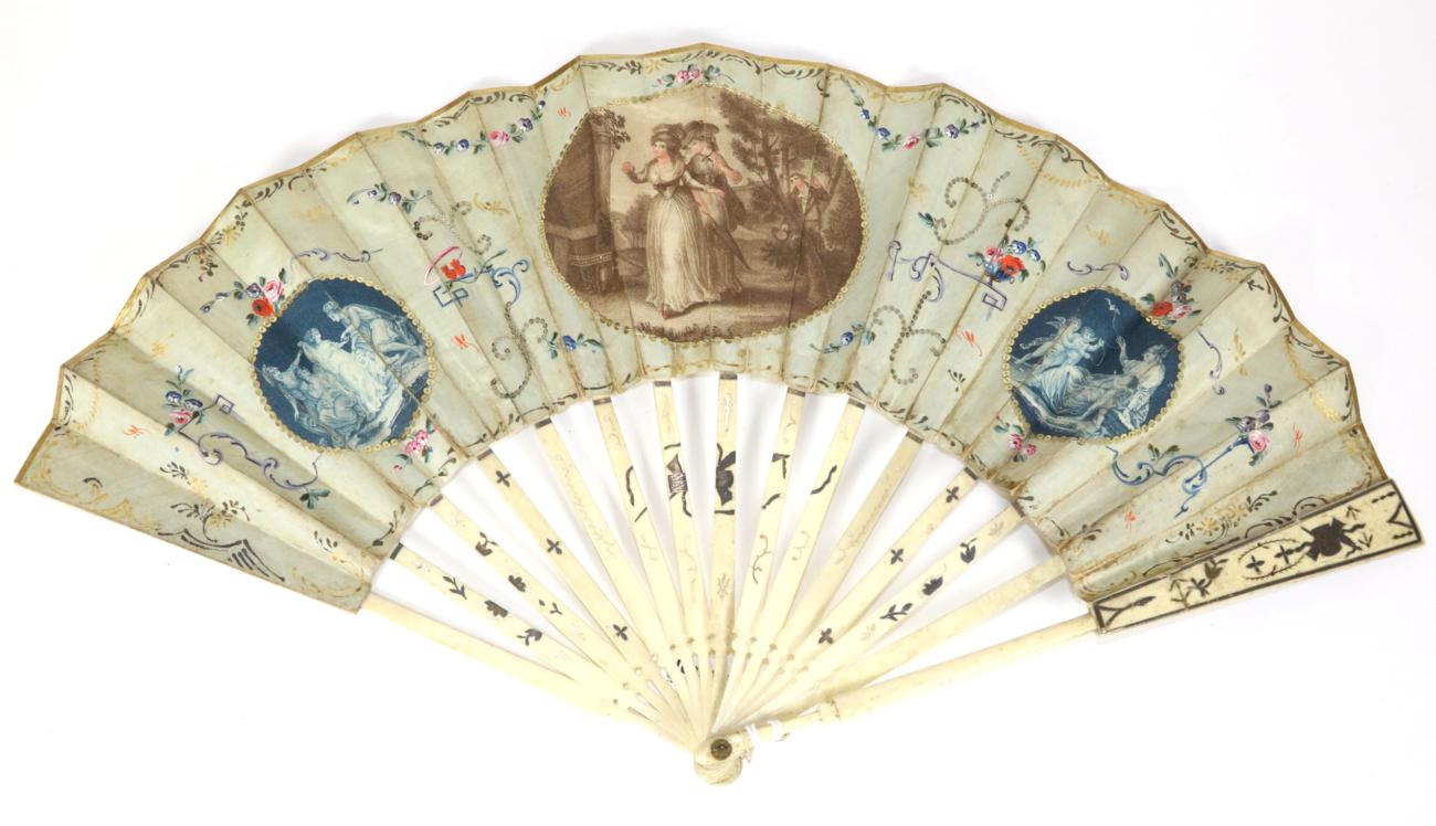 Lot 69 - A Mid-18th Century Bone Fan, with simple