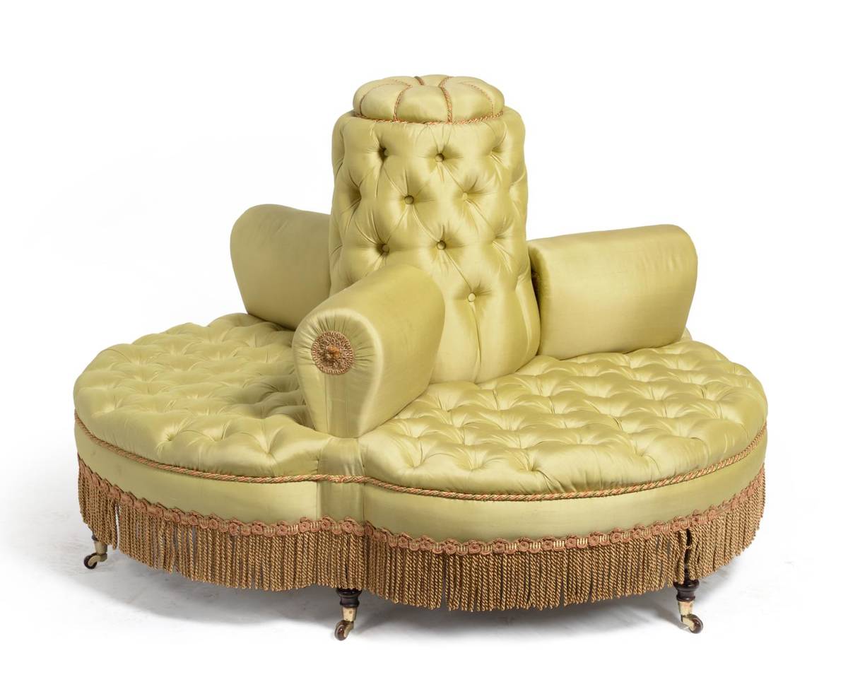 Lot 1096 - An Early 20th Century Conversation Settee,