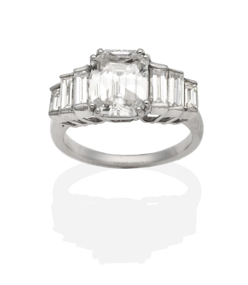 Lot 355 - A Diamond Ring, an octagonal cut diamond in