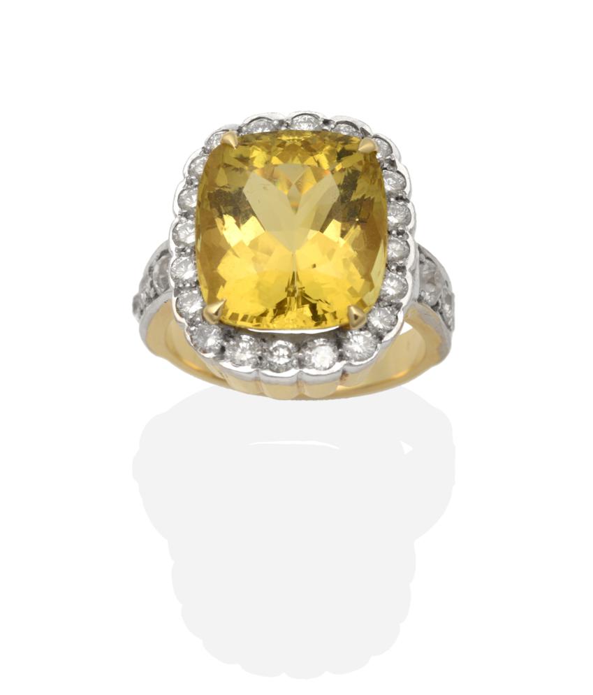 Lot 353 - An 18 Carat Gold Yellow Beryl and Diamond