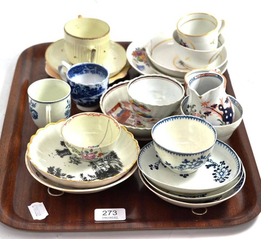 Lot 273 - A tray of 18th and 19th century ceramics