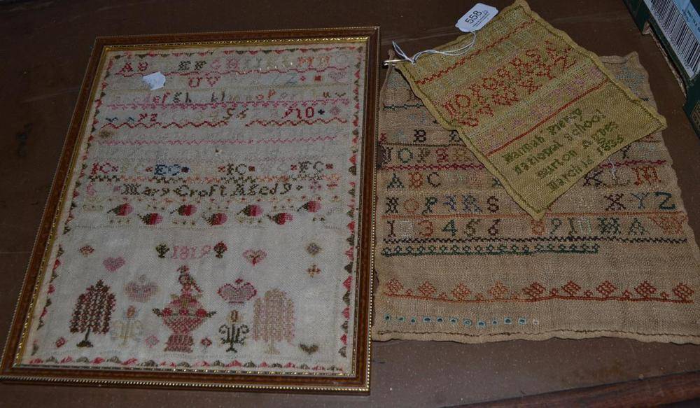 Lot 558 - Framed alphabet sampler worked by Mary Croft,
