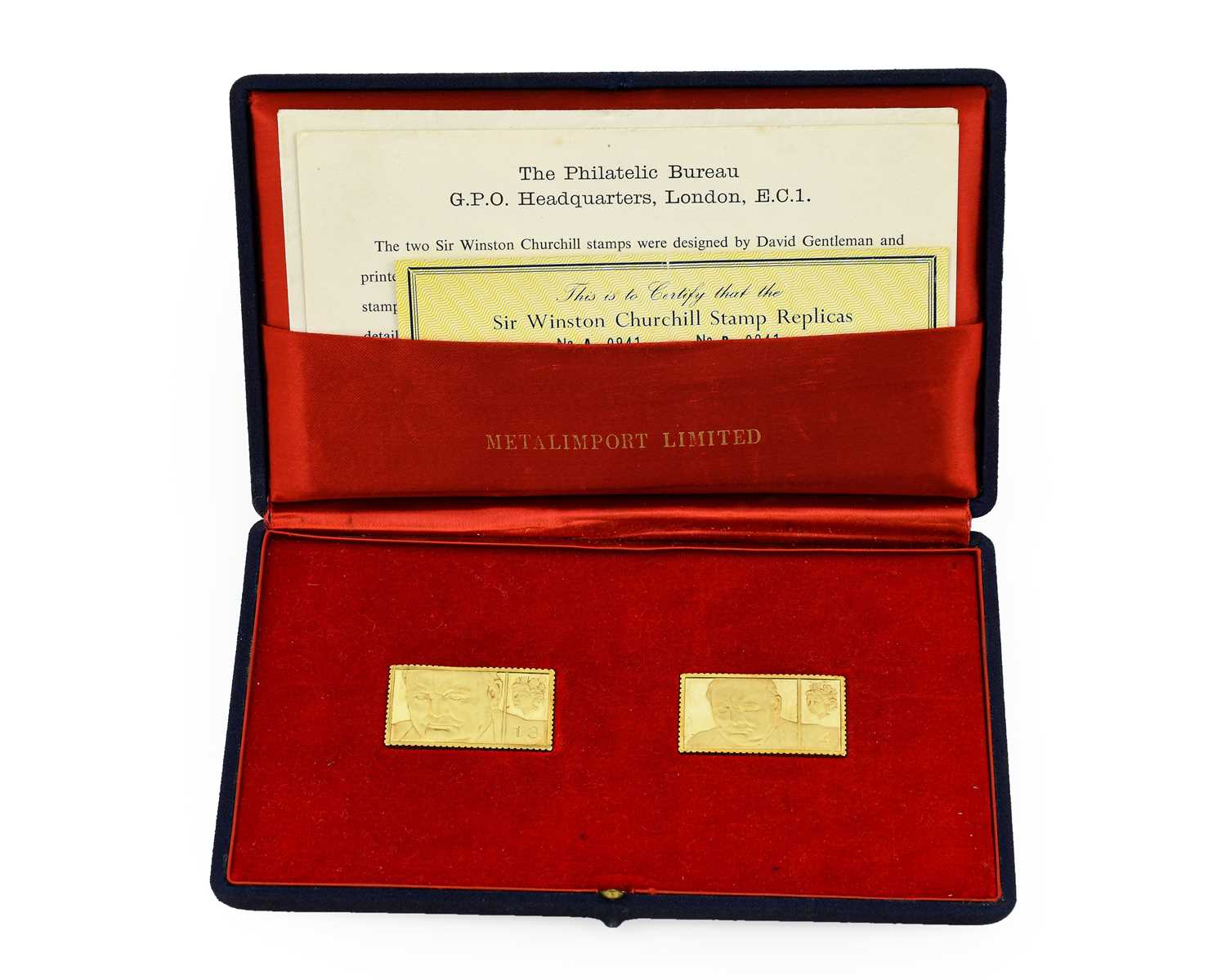 Lot 234 - Two 18ct Gold Replicas of Two Stamps