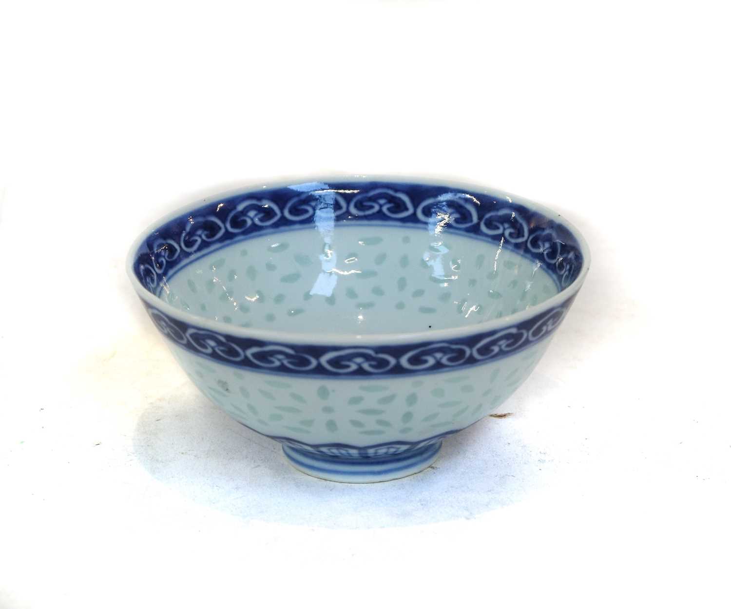 Lot 423 - A Chinese "rice grain" porcelain bowl,