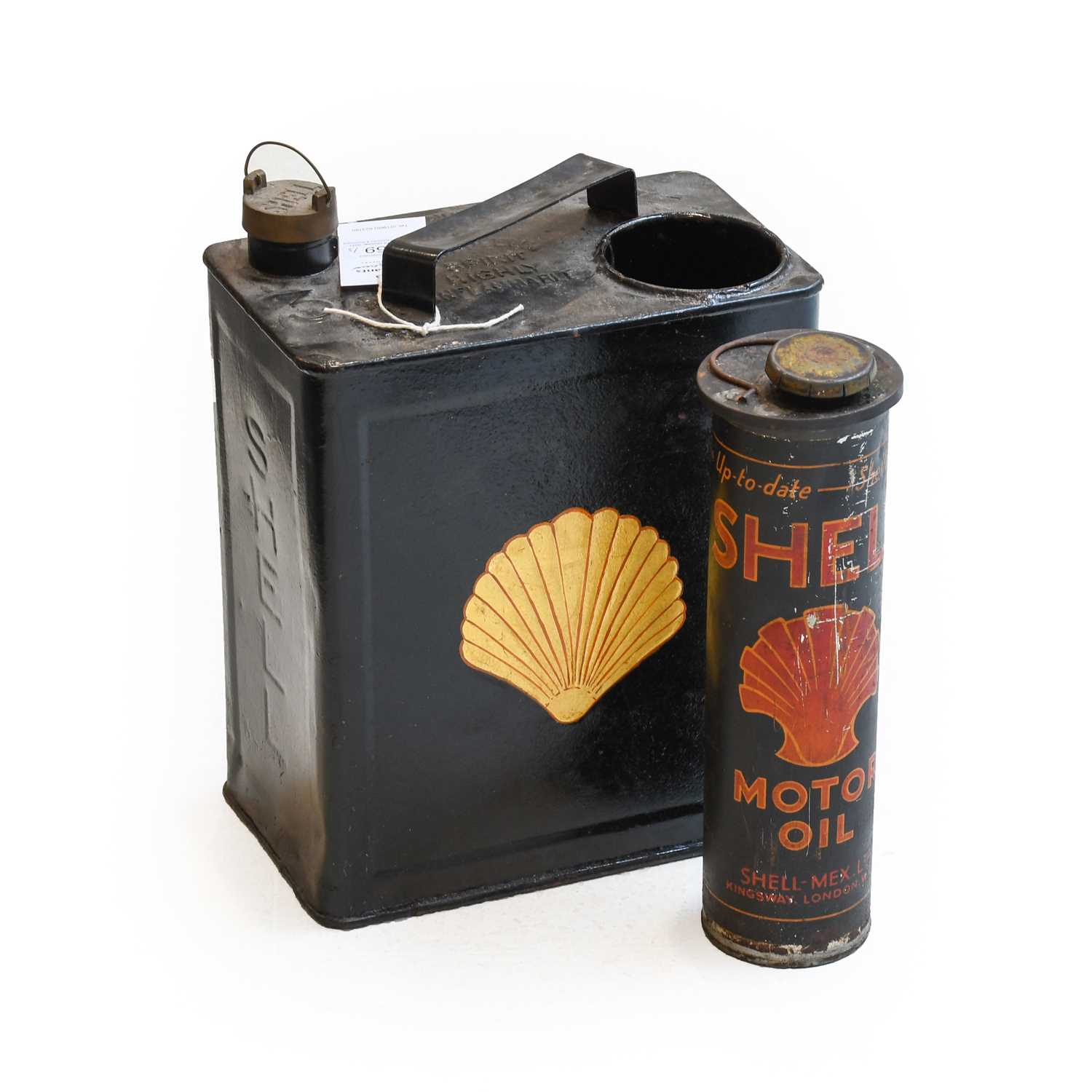 Lot 159 - Five Vintage 2-Gallon Fuel Cans, repainted,