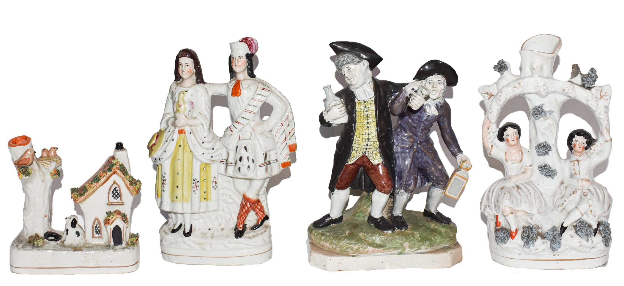 Lot 5 - A Wood type pearlware figure group, Vicar and